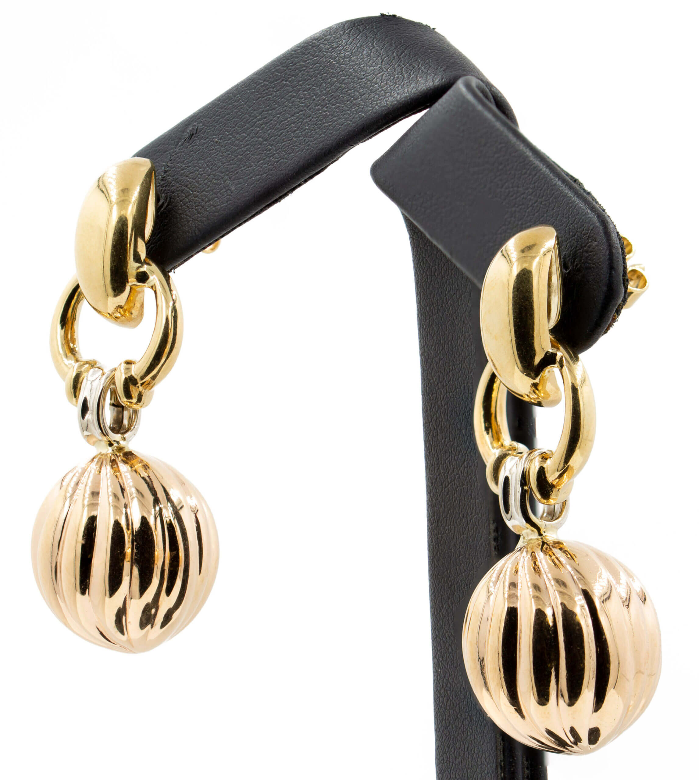 14 Karat Large Gold Ball dangle Earrings - Lippa's Jewelry