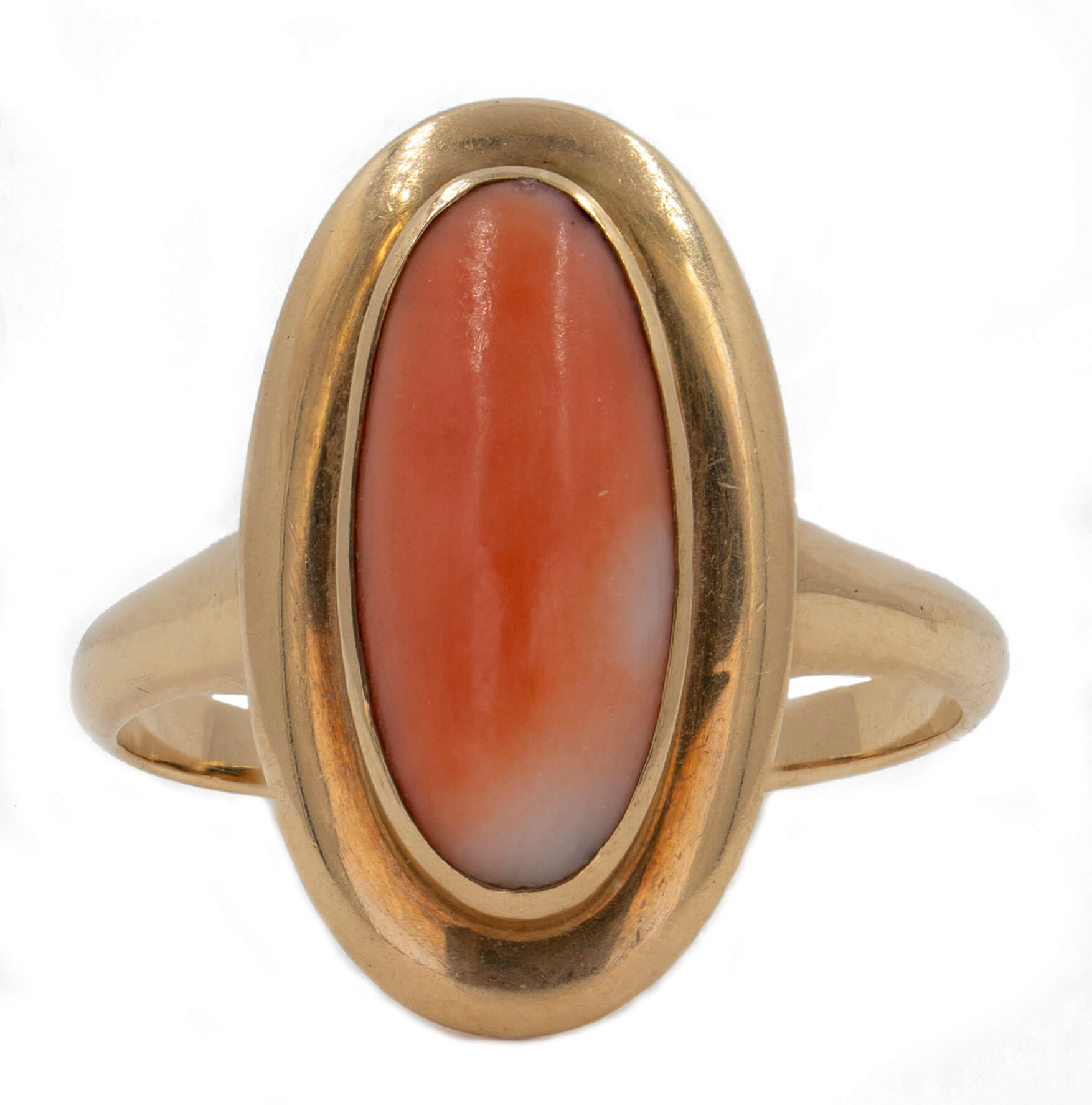 Victorian Oval Cabochon Coral Ring in 14 karat Yellow Gold - Lippa's ...