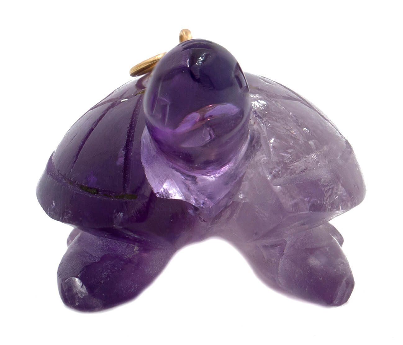 14 karat yellow gold Carved Amethyst Turtle Pendant - Lippa's Jewelry