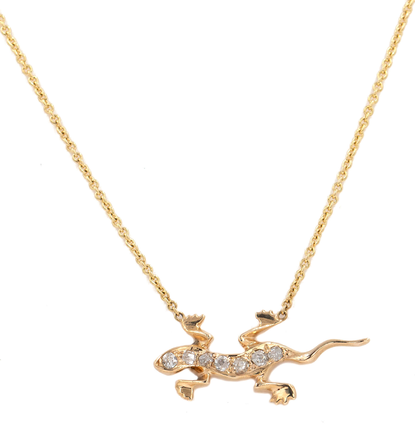 14 Karat Yellow Gold & Diamond Lizard Stick Pin Pendant conversion ...